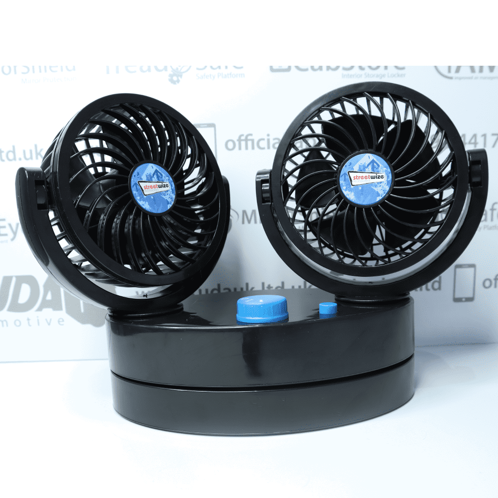 Twin Oscillating Fans 2 Speed 12 Volt - Plug And Play – Interparts
